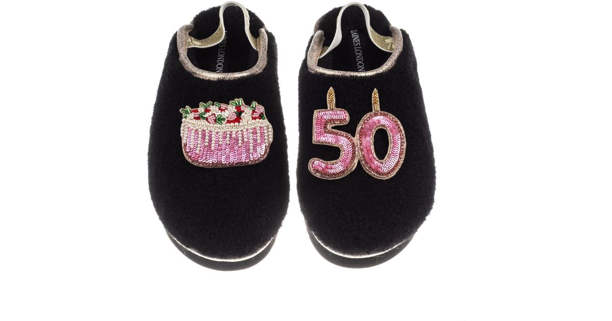 Laines London Flatform Cloud Closed Toe Slippers With 50Th Birthday ...