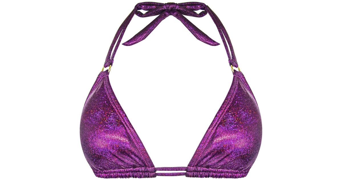 Enez Swim Eden Triangle Bikini Top in Purple | Lyst