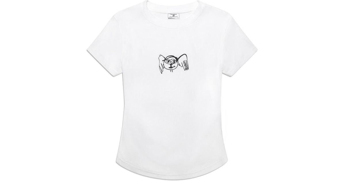 X Ilona Blue Meta Angel Ribbed Cotton Perfect Fit Tee in White | Lyst UK