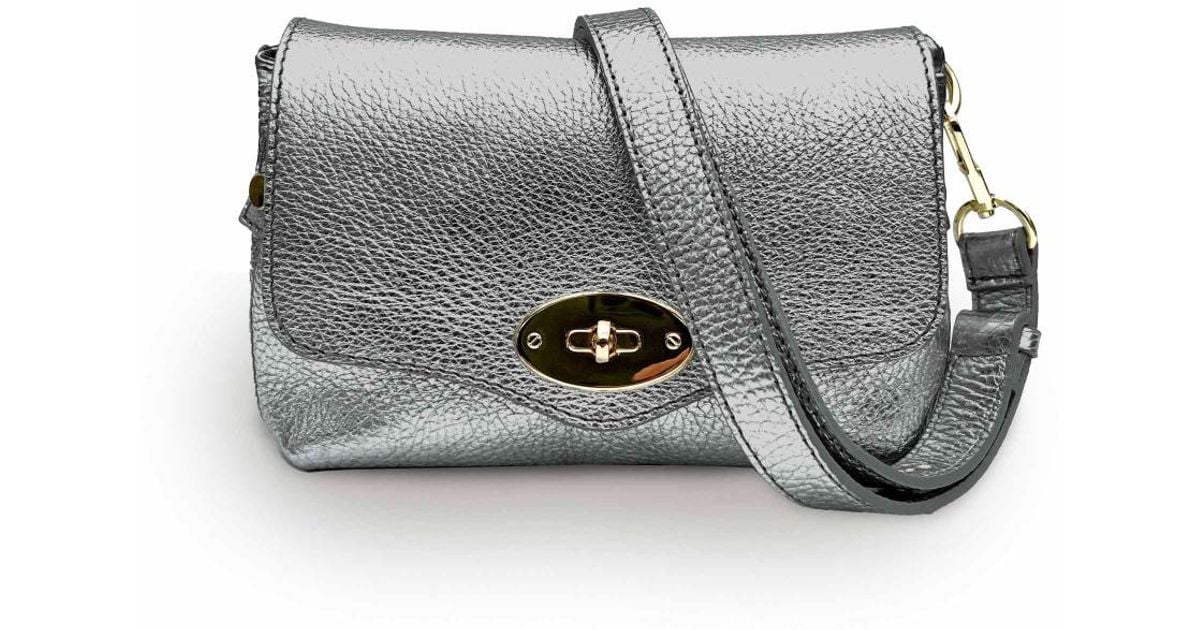 Apatchy London The Maddie Pewter Leather Bag in Gray | Lyst