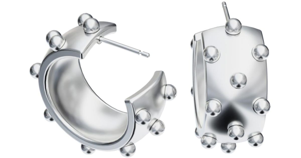 Bad Without Reason Rivet Riot Huggie Earrings in Metallic | Lyst UK