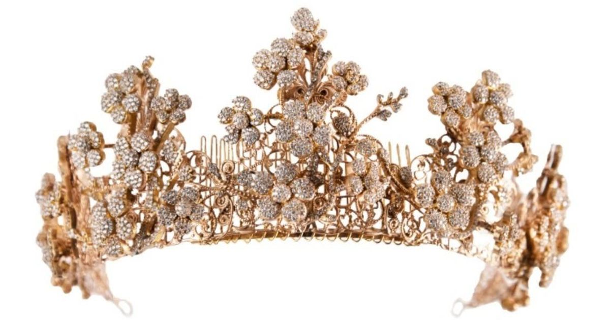 Stephanie Browne Australia Princess Cherry Blossom Crown in Metallic | Lyst