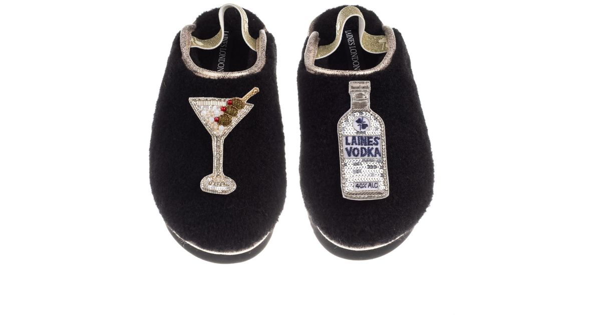 Laines London Flatform Cloud Slippers With Vodka Martini Brooches in ...