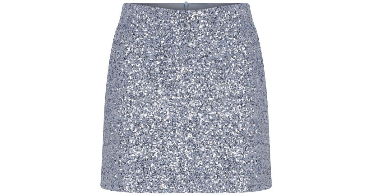 NAZLI CEREN Marde A-Line Sequin Mini Skirt in Blue | Lyst UK