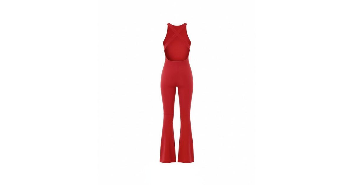 Altra Volta Flare Crossback Jumpsuit in Red | Lyst UK