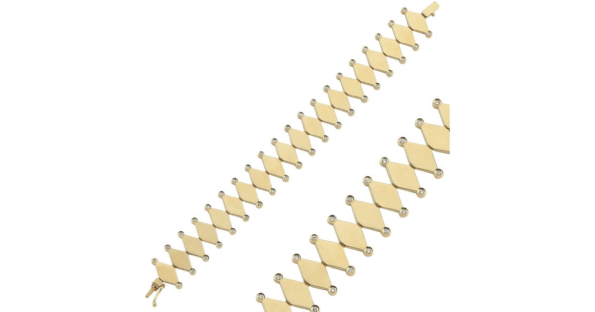 Dime Tribe Triangle-Shaped Bracelet With Diamond Details in Metallic | Lyst