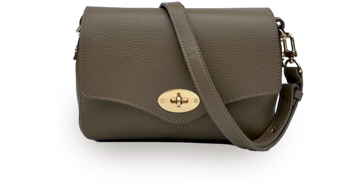 Apatchy London The Maddie Midi Mushroom Leather Bag in Gray | Lyst