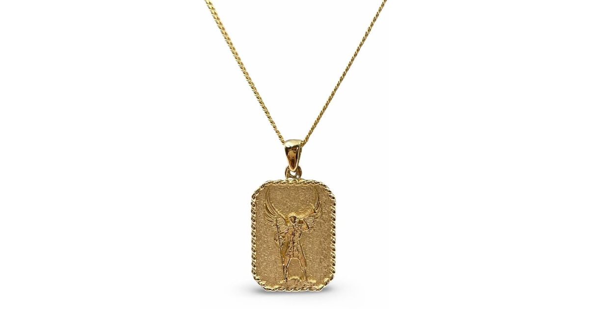 Quartz & Canary Vermeil Archangel Gabriel Pendant in Metallic | Lyst