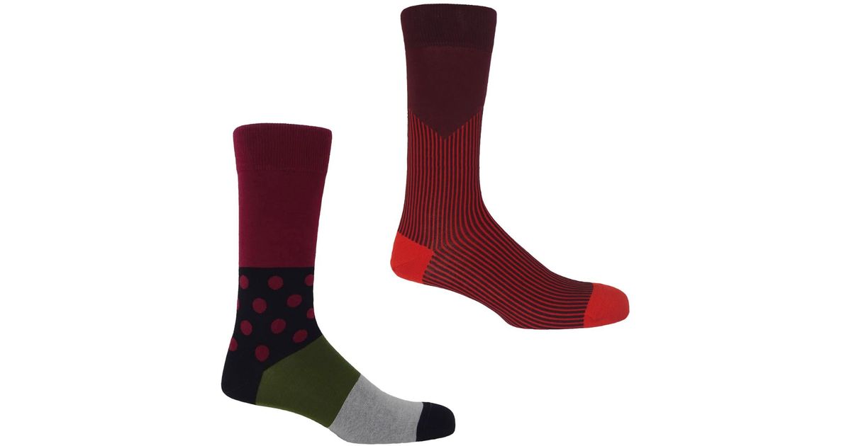 Peper Harow - Made in England Mayfair & Hilltop Burgundy Socks 2 Pack ...