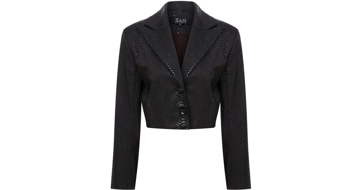 Zan Studio Serpent Cropped Tailored Collar Jacket in Black | Lyst