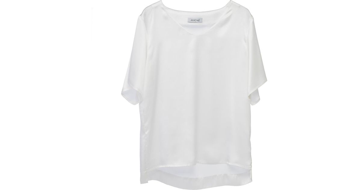 MIONÈ Silk V-Neck Blouse in White | Lyst UK