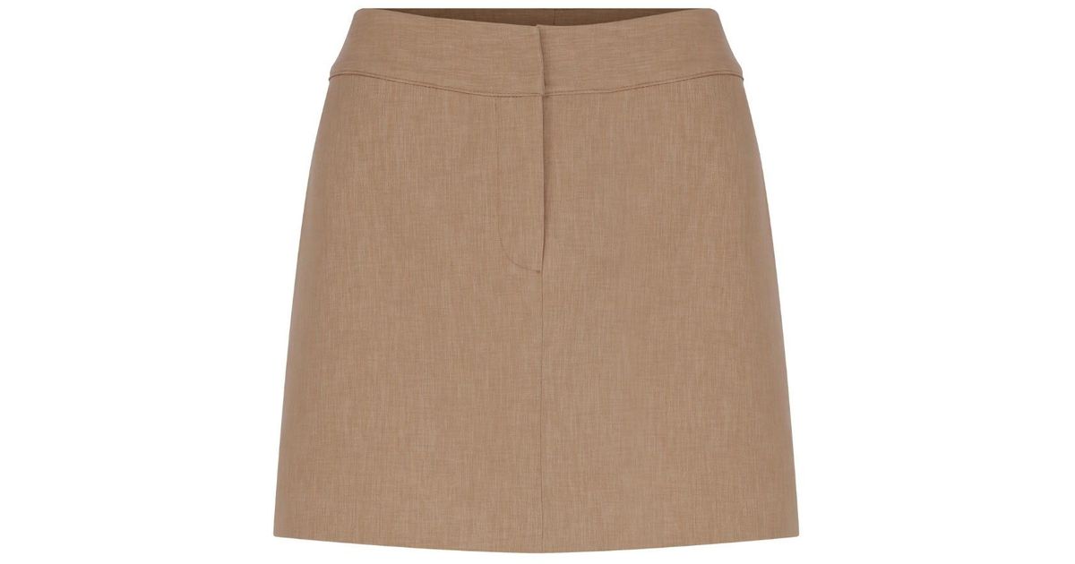 NAZLI CEREN Marde A-line Mini Skirt In Almond Buff in Natural | Lyst