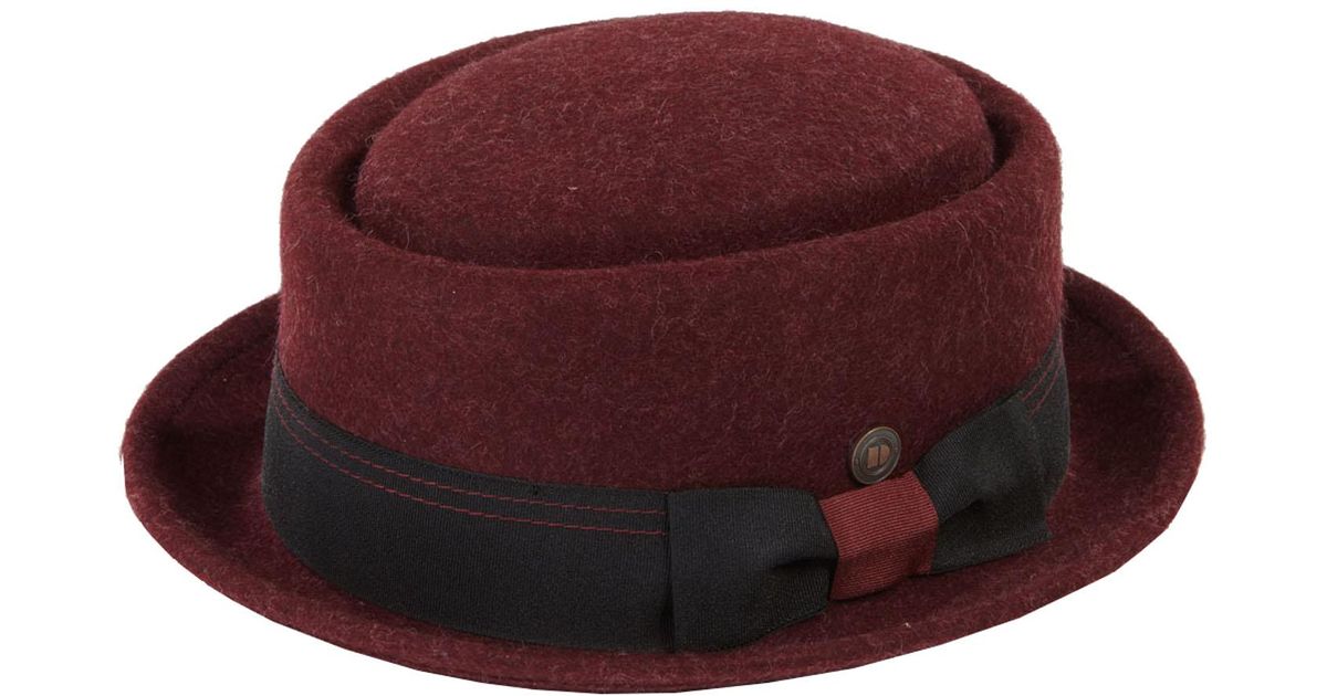 Dasmarca Hats Quintin Merlot Felt Oval Crown Porkpie Hat in Red for Men ...