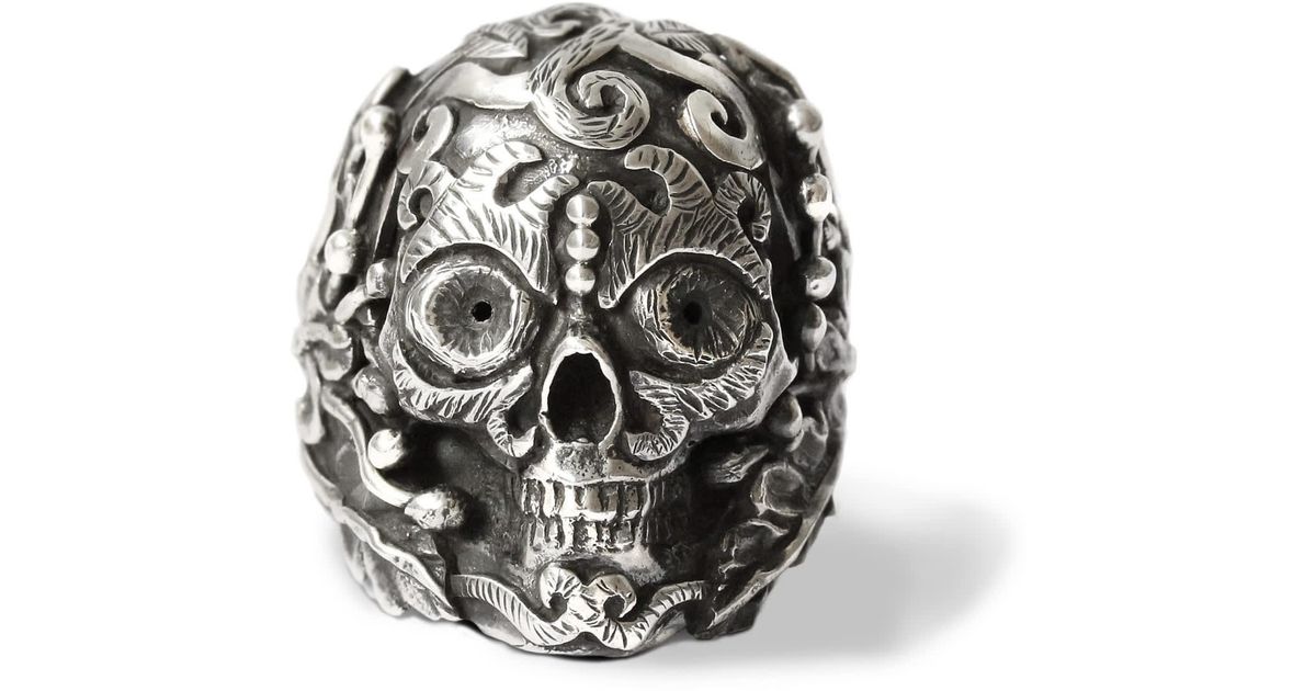 The Jewellery Store London Mystic Double Trident Skull Ring in Metallic ...