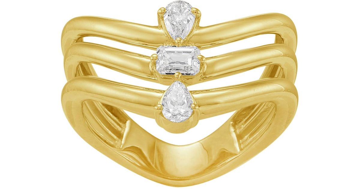 Artisan Multi-Shape Diamond Triple Band Ring in Metallic | Lyst UK