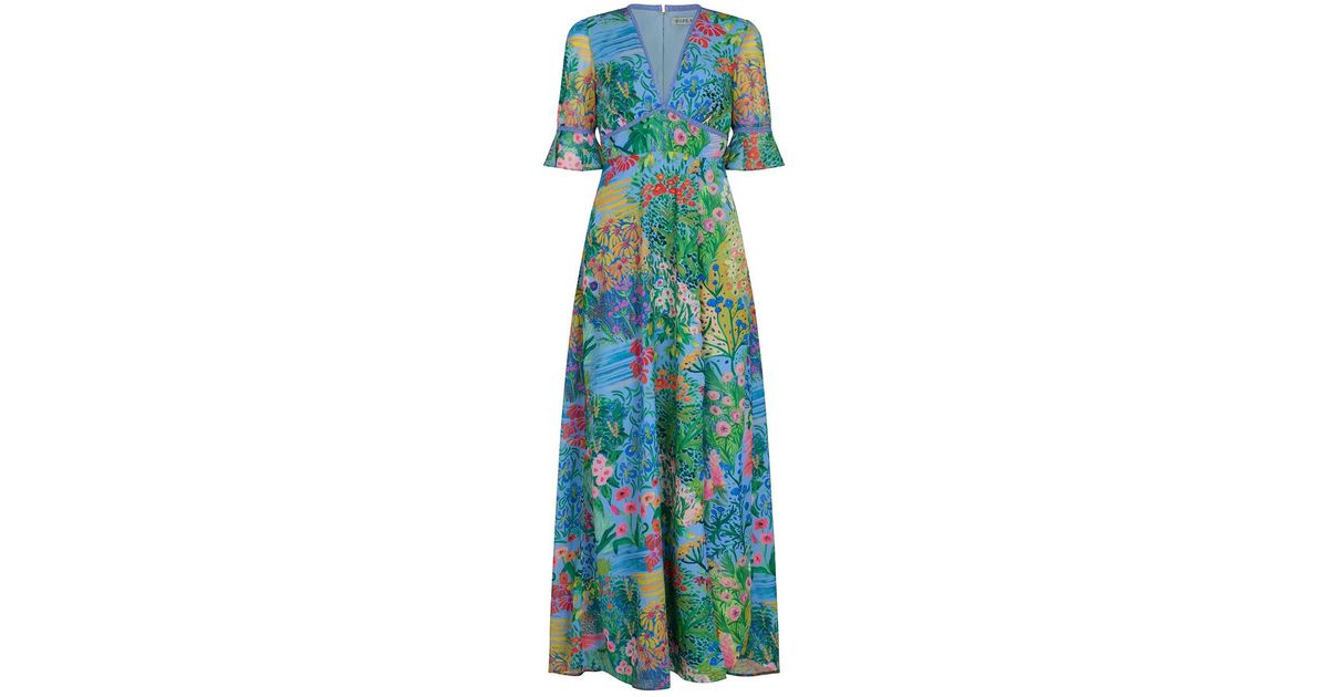 Hope & Ivy The Hazel Frill Sleeve Thigh Split Open Back Maxi Dress in ...