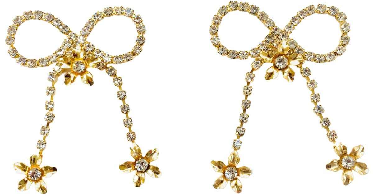 The Pink Reef Oversized Crystal Floral Bow in Metallic | Lyst UK