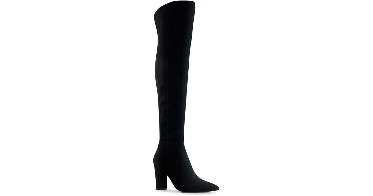 Allegra James Jazzy Suede Over The Knee Stretch Boot On Chunky Heel in ...