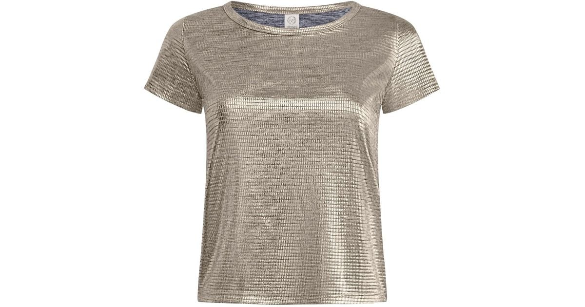 Why Mary Rhea Metallic Knit T-Shirt in Gray | Lyst