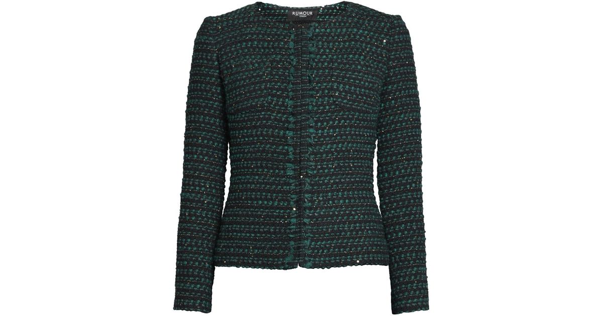 Rumour London Camille Tweed Jacket in Green | Lyst UK