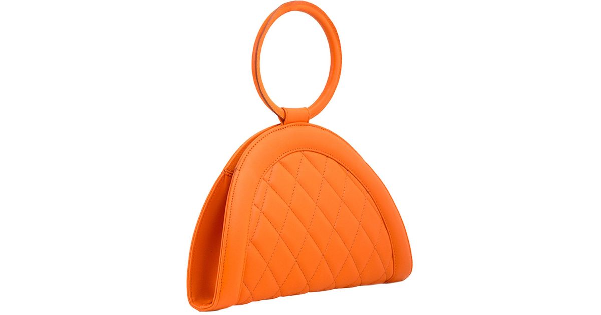 Laura Olaru Fany Mini Quilted Leather Bag in Orange | Lyst