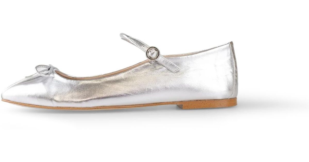 Alura Leila Mary Jane Flats With A Square Toe Made Of Genuine Leather in White | Lyst