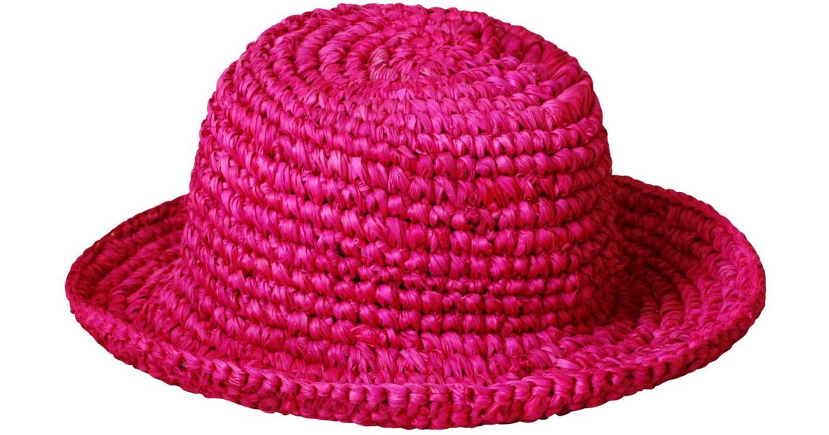 BrunnaCo Kirana Raffia Boater Hat In Fuschia Pink - Lyst