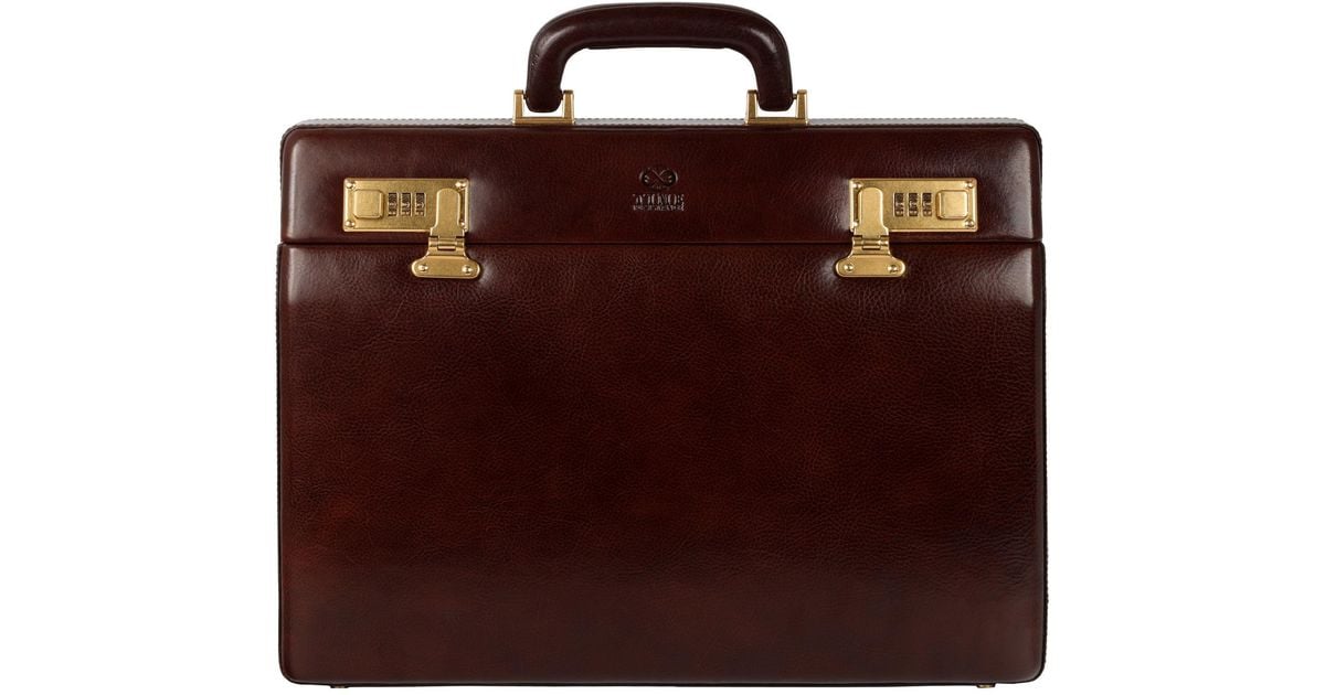 Time Resistance Leather Attaché Case Briefcase in Red | Lyst