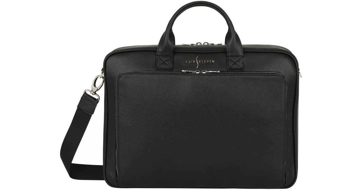Luis Steven Briefcase- Pebble Leather in Black for Men | Lyst