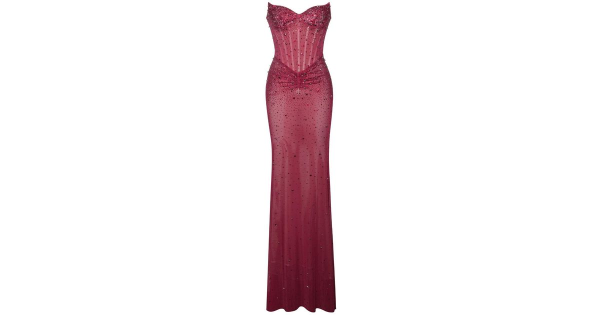 Miss Circle New York Fatima Burgundy Crystal Sleeveless Corset Mermaid ...