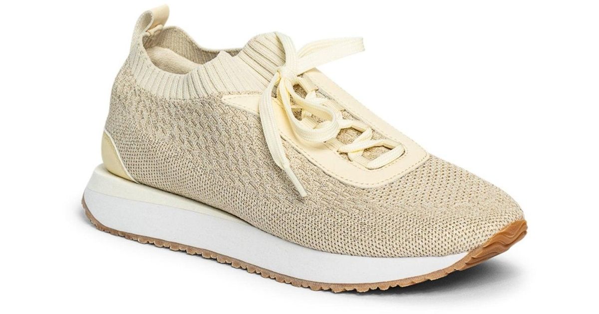 Allegra James Neutrals Josie Flyknit Leather Trainer in Natural | Lyst