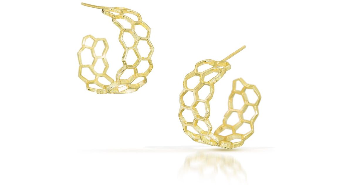 Seth Michael Studio Honeycomb Hoop Earrings in Metallic | Lyst