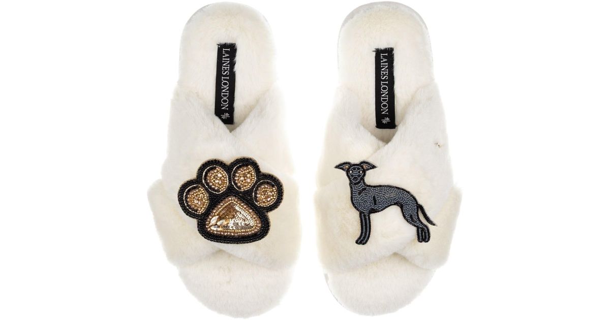 Laines London Neutrals Classic Laines Slippers With Paw & Italian ...