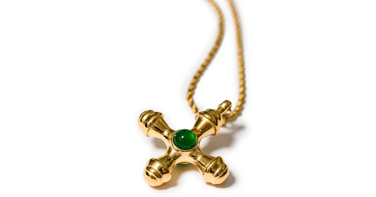 Kybele Studio Byzantine Cross Jade Necklace in Metallic | Lyst UK