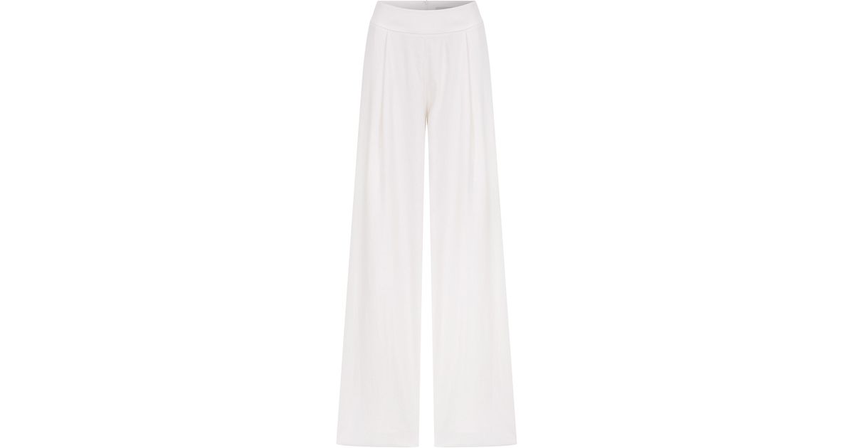 NAZLI CEREN Mui Wide Leg Linen Trousers in White | Lyst UK