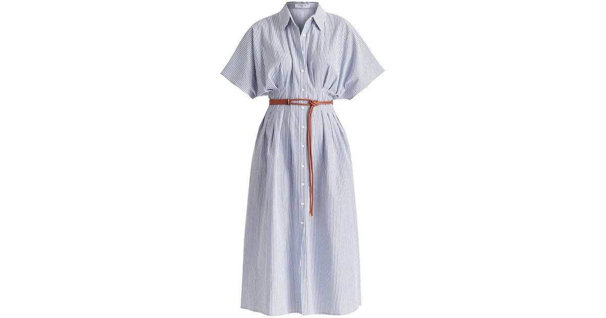 Paisie Striped Shirt Dress With Waist Pleats in Blue | Lyst