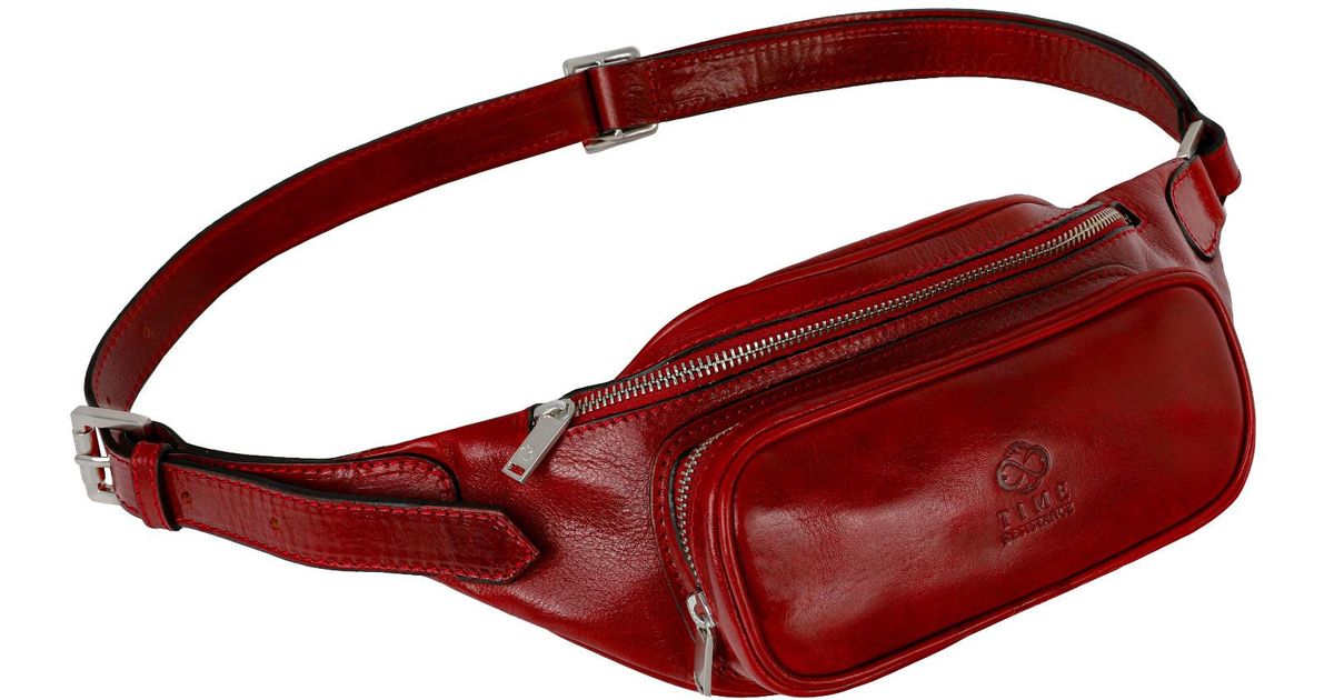 Time Resistance Leather Sling Bag Belly Bag in Red for Men | Lyst