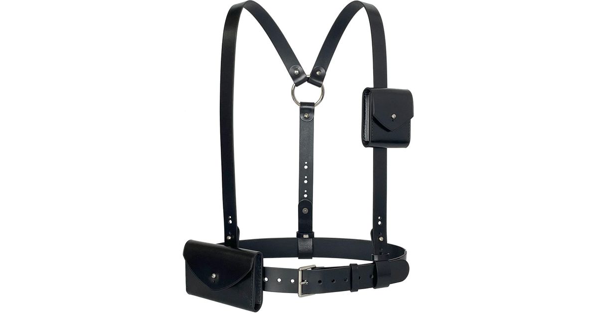 Haute Cuir Double Micro Bag Harness in Black | Lyst