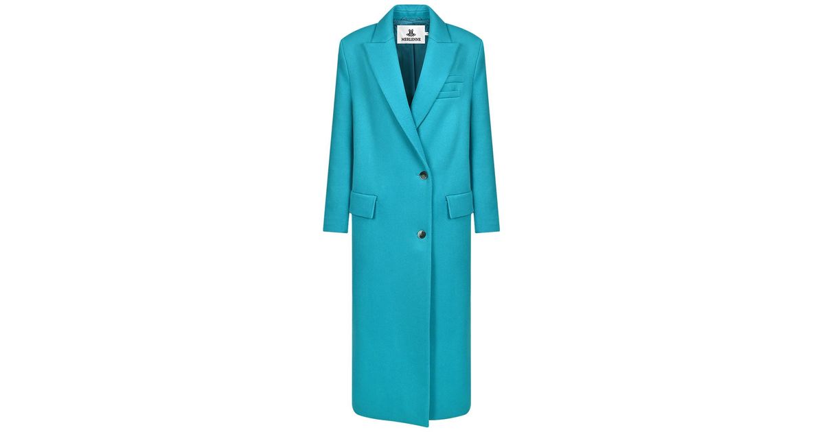 Merlenne Wool Aqua Coat in Blue | Lyst UK