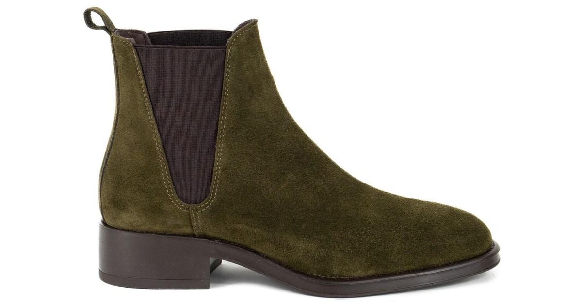 Keith Scarrott Shoes Londra Khaki Suede Chelsea Boot in Brown | Lyst