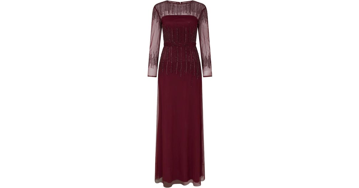 Raishma Burgundy Laurel Featuring Sheer Long Sleeves & Delicate ...