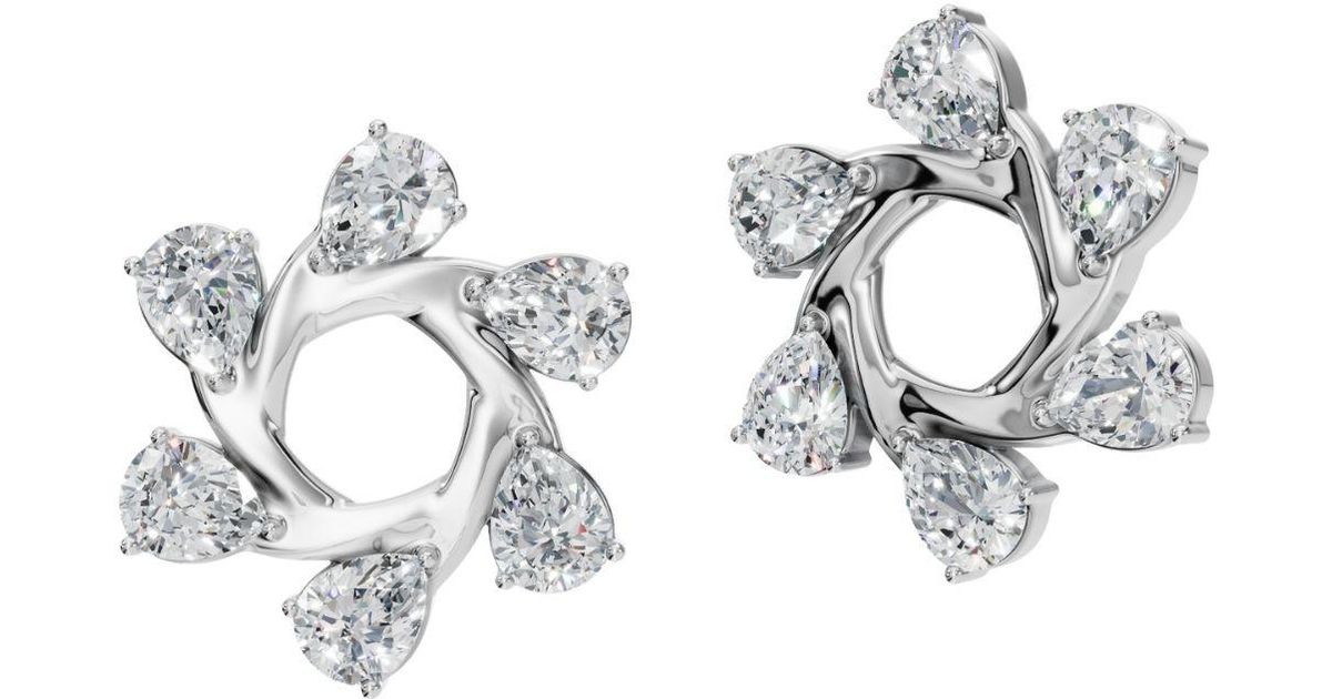 Aya Fine Jewelry Fourteen Kt Flora Luxe Diamond Stud Earrings in ...