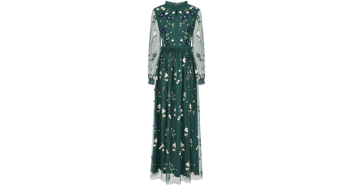 Frock and Frill Rydia Floral Embroidered Maxi Dress in Green | Lyst