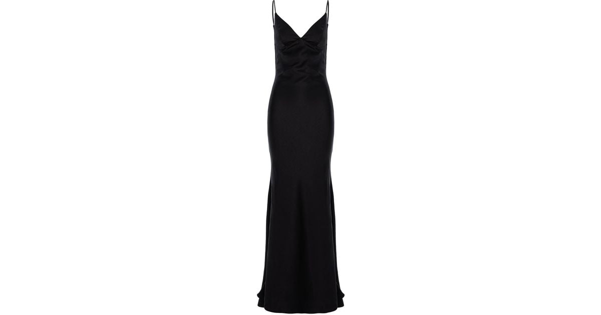 ROSERRY Como Satin Maxi Dress in Black | Lyst