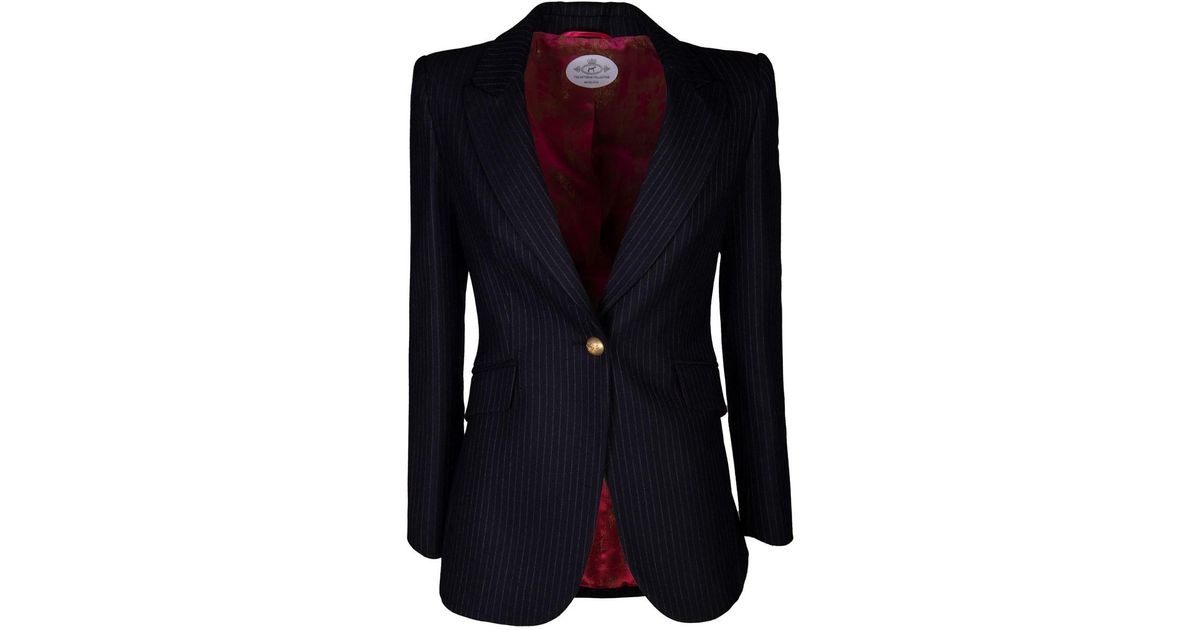 The Extreme Collection Pinstripe Single-Breasted Navy Blazer in Blue | Lyst