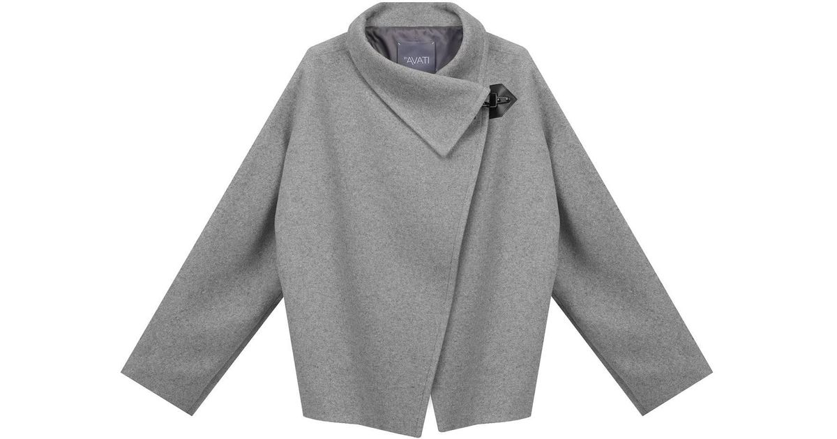 InAvati High-Collar Asymmetric Short Coat in Grey | Lyst UK