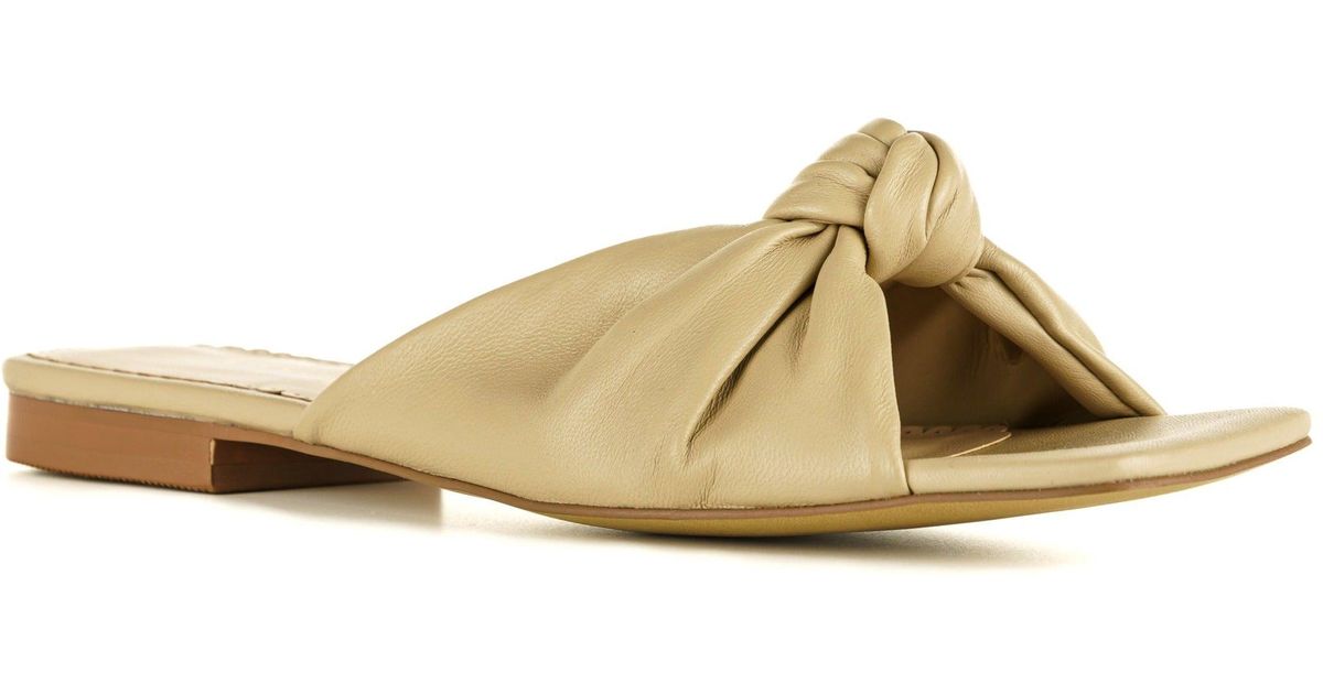 Allegra James Leather Knotted Open-Toe Flat Sandals in Metallic | Lyst UK