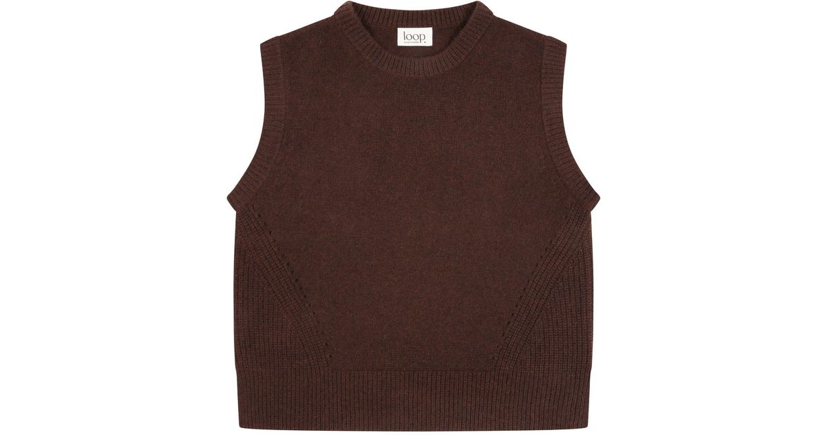Loop Cashmere Ribbed Detail Lofty Cashmere Tank in Brown | Lyst UK