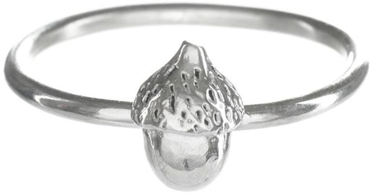 Lucy Flint Jewellery Acorn Ring Sterling Silver in Metallic - Save 25% ...