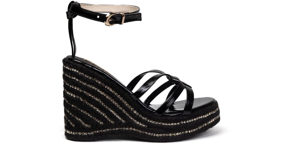 Rettrose Alani Hand Embellished Luxury Wedge Shoe in Black | Lyst UK